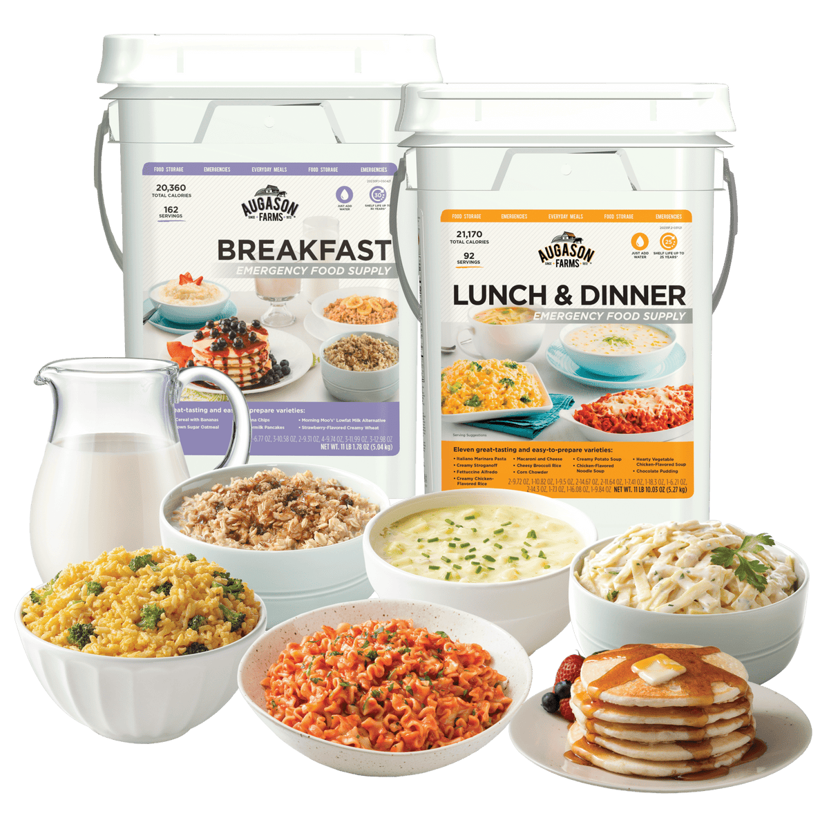 Breakfast, Lunch & Dinner Variety Kit, 254 Servings - Augason Farms