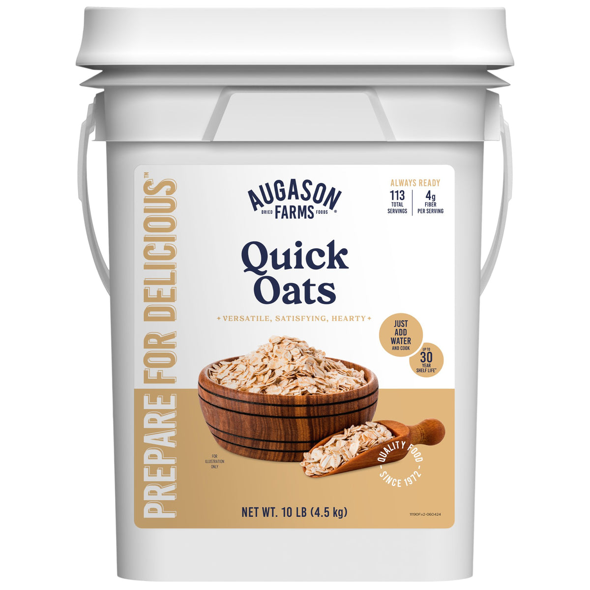 Quick Rolled Oats Emergency Food Storage 4-Gallon Pail - Augason Farms
